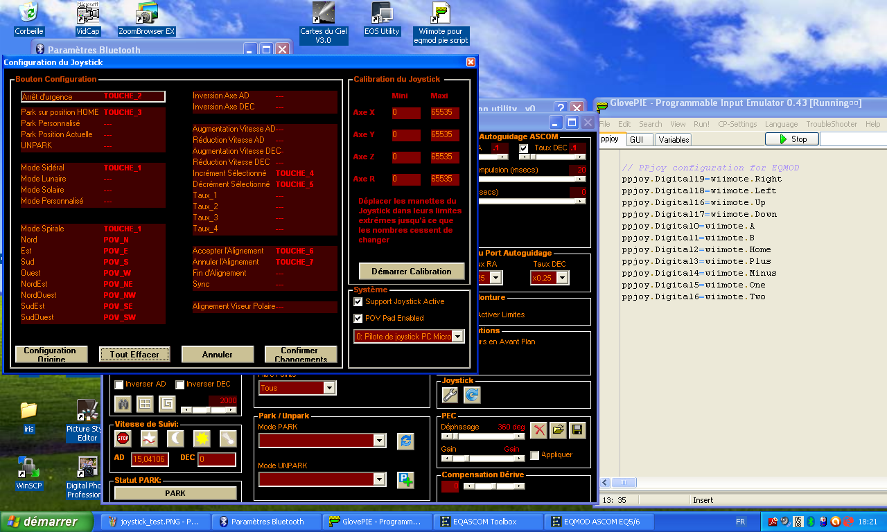 Astro Bzizou: How to configure a wiimote for EQASCOM (EQMOD driver) to control your telescope