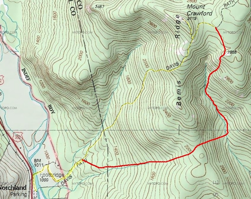 Mt Crawford Loop Hike Using Portion of Abandoned Razor Brook Trail (07 ...