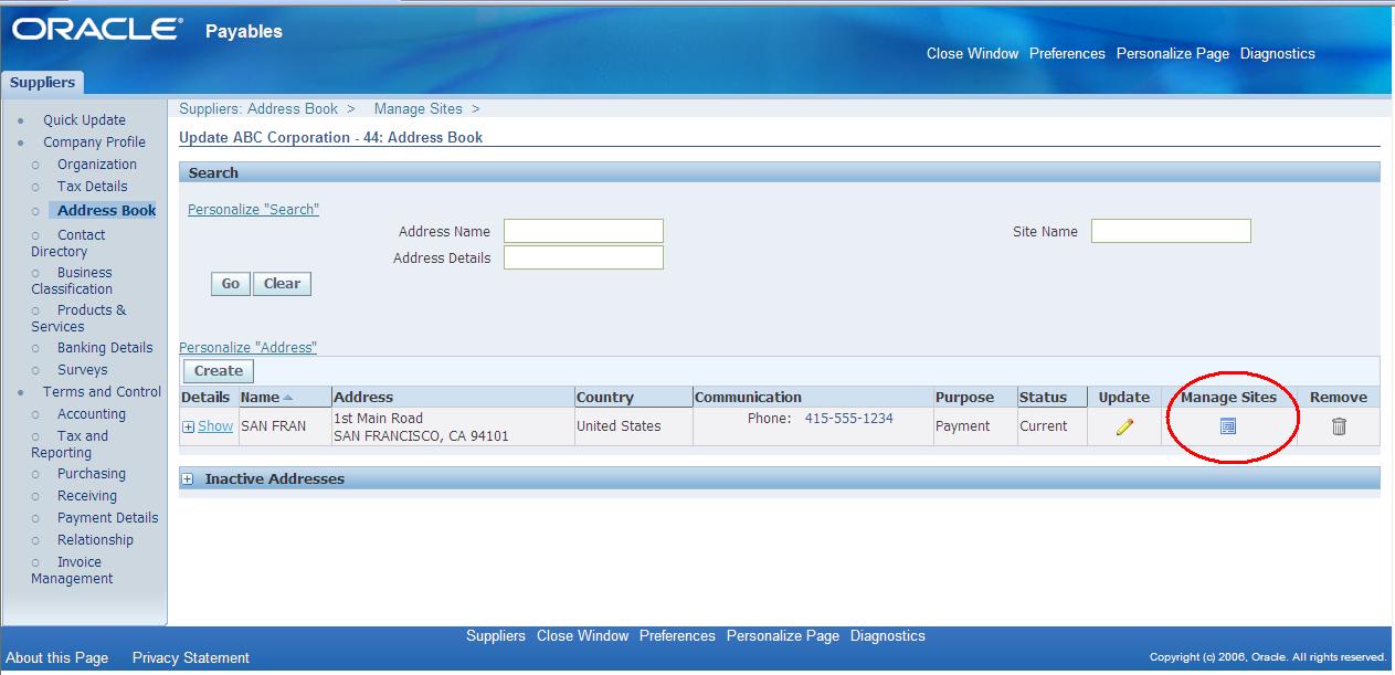 Oracle Apps Quick Reference: Create a Supplier