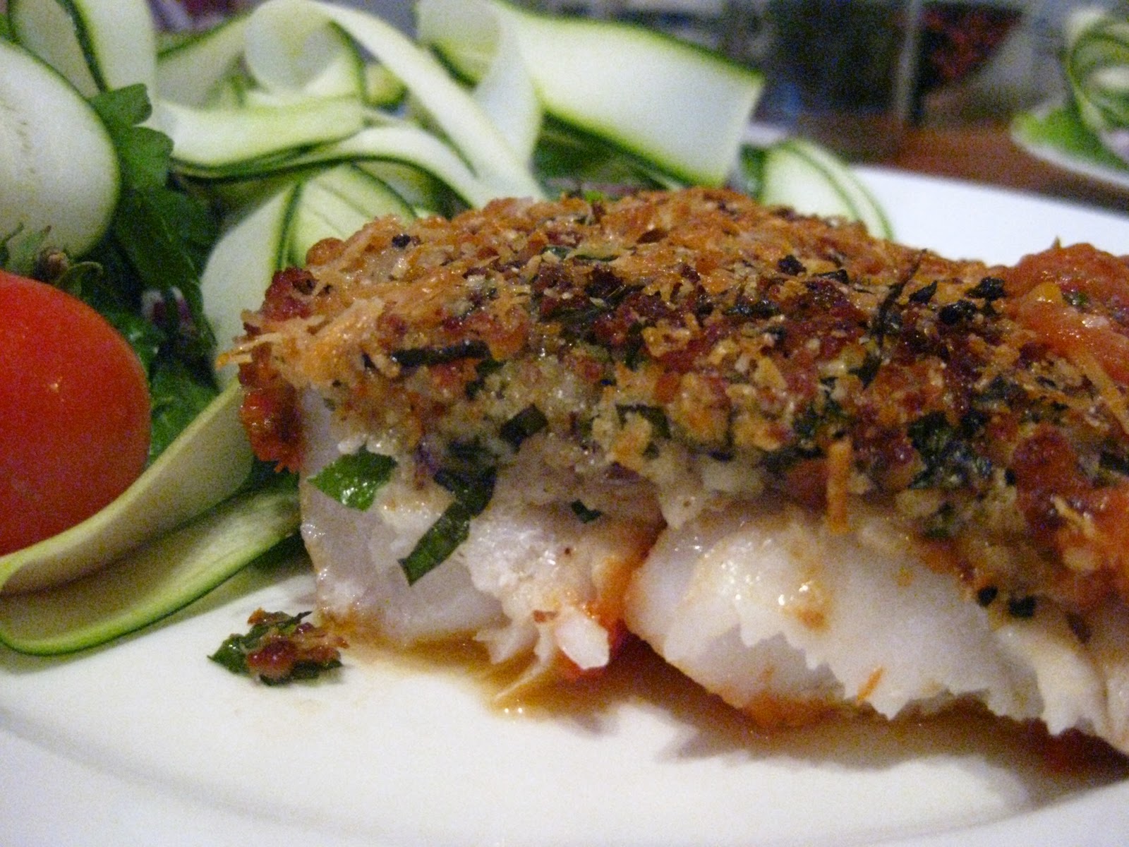 Suburban Sanctuary: Herb Crusted Blue Cod with Tomato Sauce