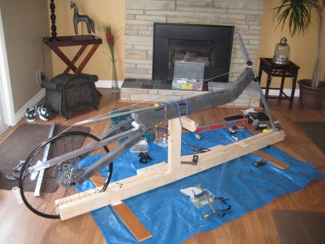 Building a LWB recumbent mountainbike: Bike in a jig