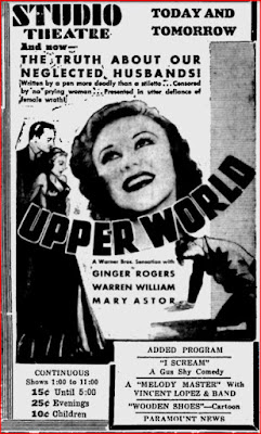 MONDO 70: A Wild World of Cinema: PRE-CODE PARADE: Warren William in UPPER WORLD (1934)