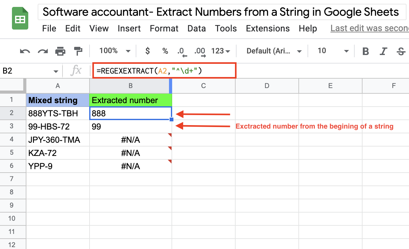 Extract Numbers from a String in Google Sheets Extract Numbers from a String in Google Sheets