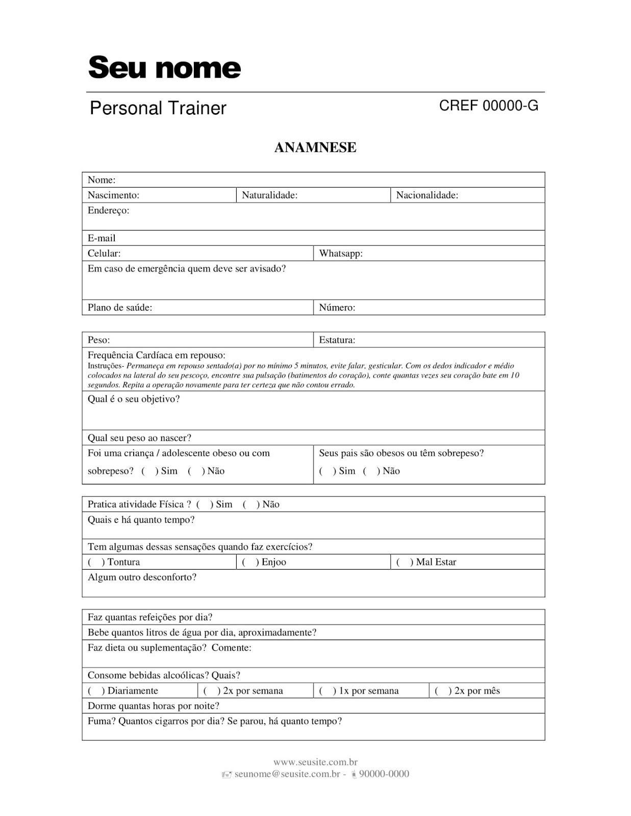 Qual a importância da ficha de avaliação física personal trainer? Qual a importância da ficha de avaliação física personal trainer?