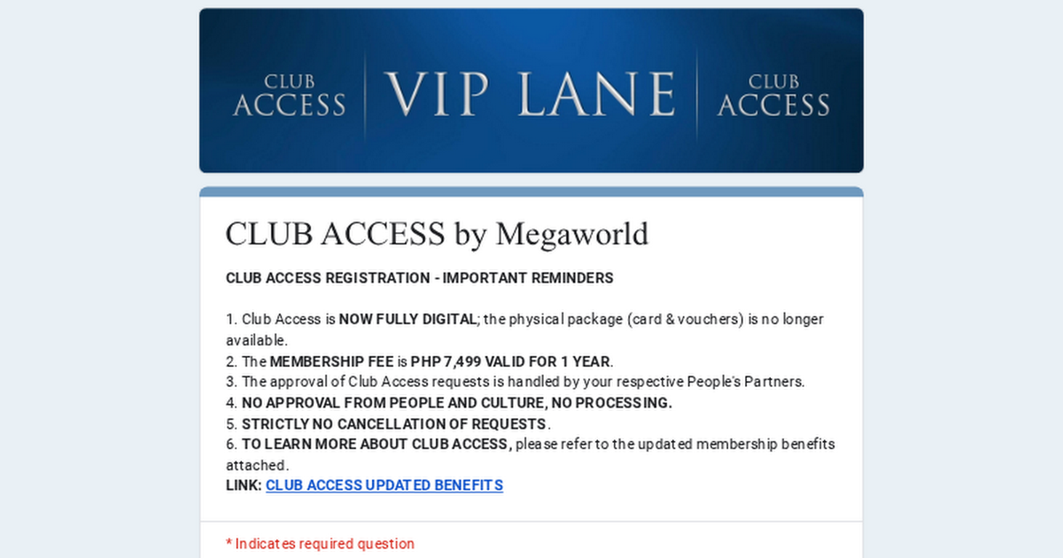 CLUB ACCESS 2020