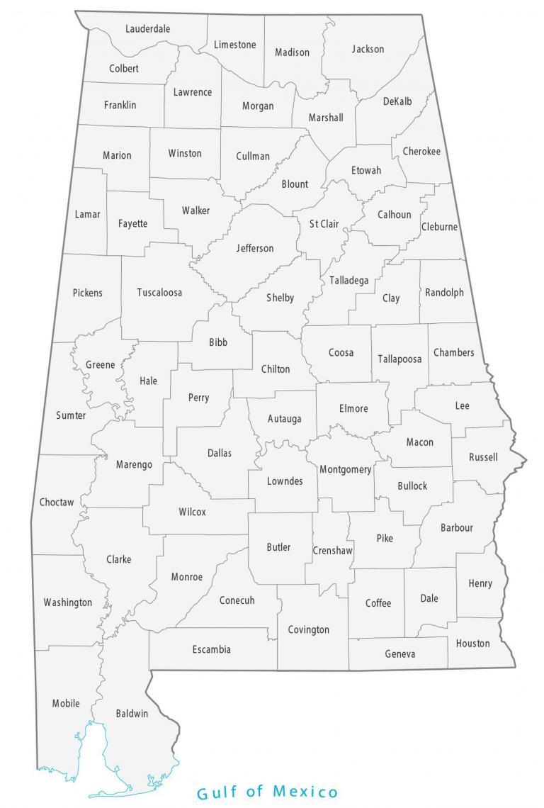 Mapas de Alabama Estados Unidos para imprimir y descargar