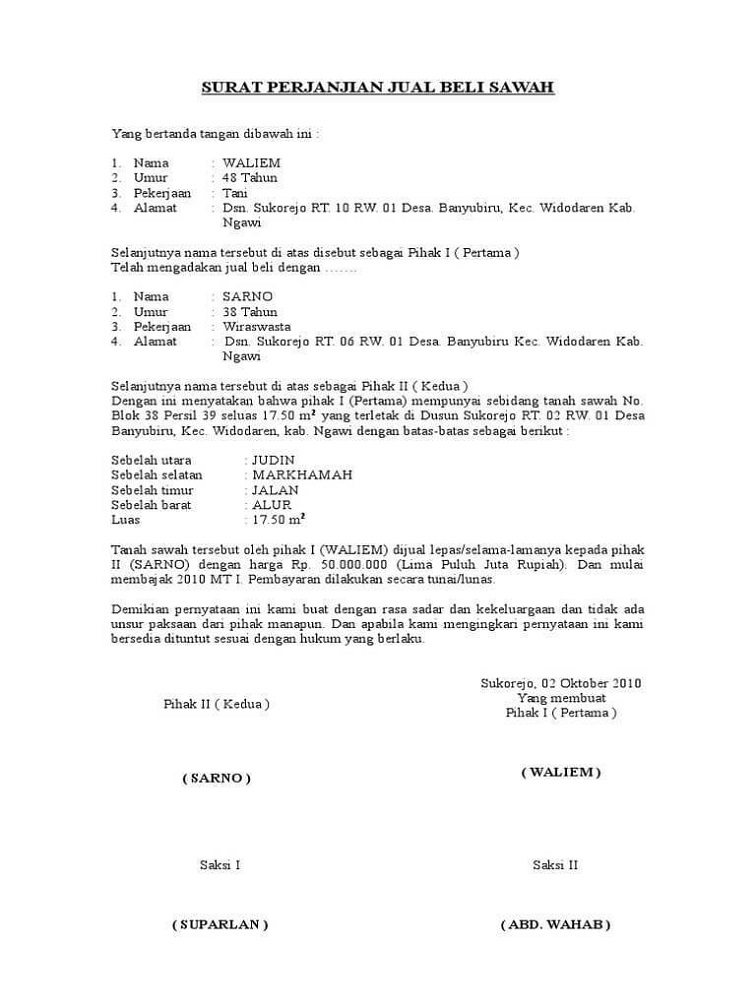 5 Contoh Surat Jual Beli Tanah Terbaru Lengkap - Riset 5 Contoh Surat Jual Beli Tanah Terbaru Lengkap - Riset