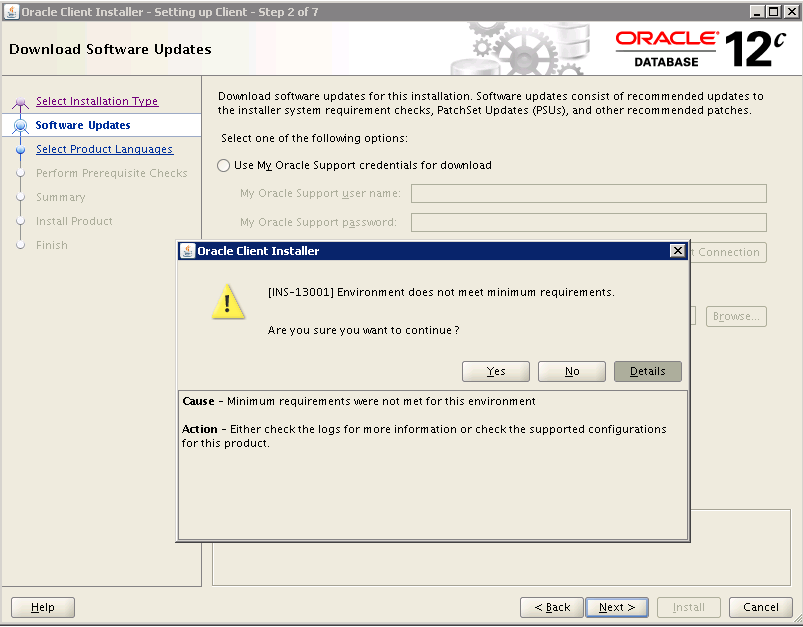 Fast Dba Oracle 12c Installation Fails With Ins 13001 Environment Does Not Meet Minimum