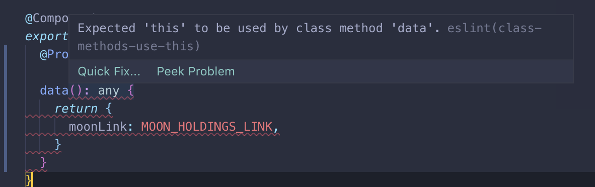 How To Use The Data Object In Vuejs When Using Decorators “expected