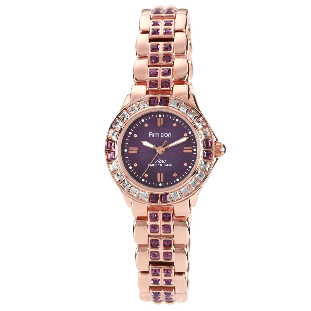 Armitron Ladies Gold Tone Band Mother Of Pearl Dial With Crystal