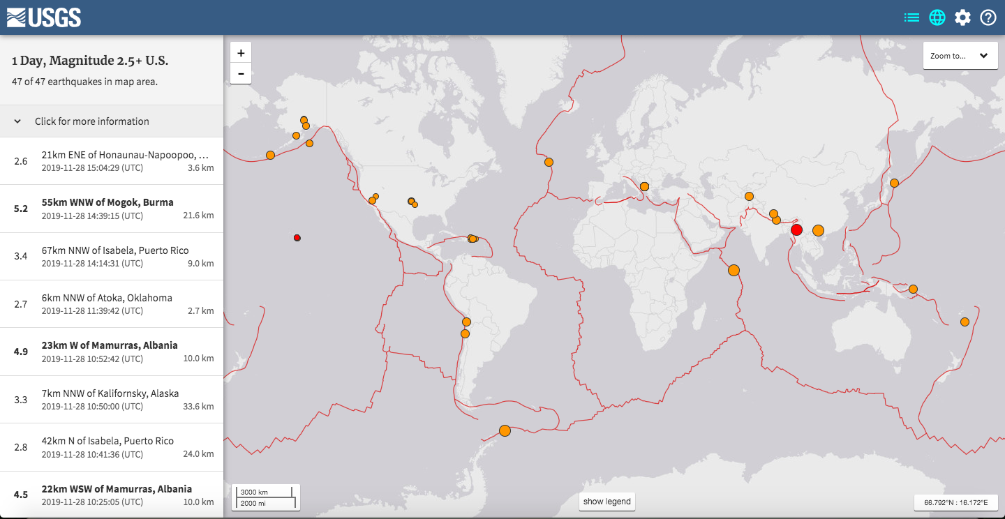 Usgs Earthquake Map Usgs Earthquake Map