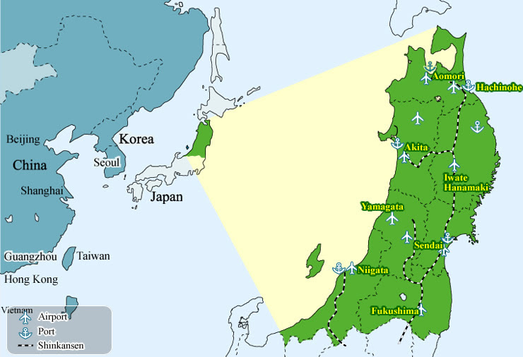 Tohoku japan map