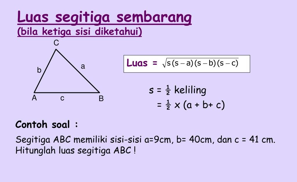 Rumus Luas Segitiga Jika Diketahui Ketiga Sisinya Segitiga Sama Sisi ... Rumus Luas Segitiga Jika Diketahui Ketiga Sisinya Segitiga Sama Sisi ...