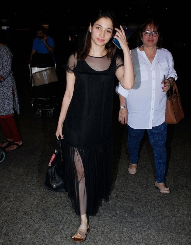 Tamanna Bhatia Real Face Without Makeup In Black Dress - Noshwind