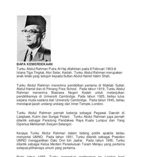 Tunku Abdul Rahman Putra Biodata Tokoh Tokoh Kemerdekaan Malaysia Tunku Abdul Rahman Putra Biodata Tokoh Tokoh Kemerdekaan Malaysia