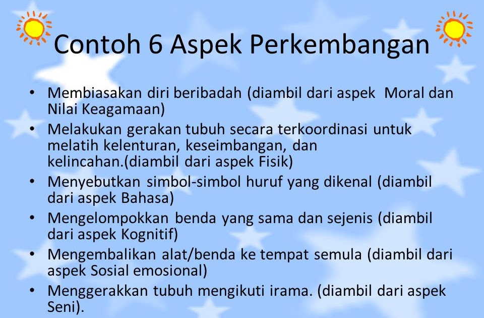 6 Aspek Perkembangan Anak Usia Dini 6 Aspek Perkembangan Anak Usia Dini