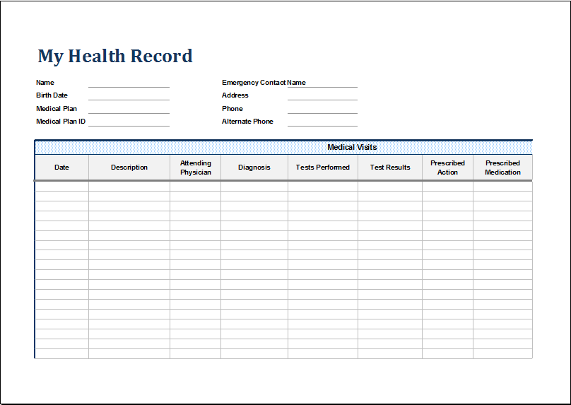 Free Personal Health Record Template ~ Excel Templates Free Personal Health Record Template ~ Excel Templates