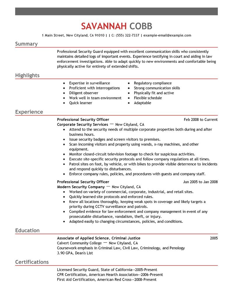 Sample Resume For Security Officer | Sample Resume Sample Resume For Security Officer | Sample Resume