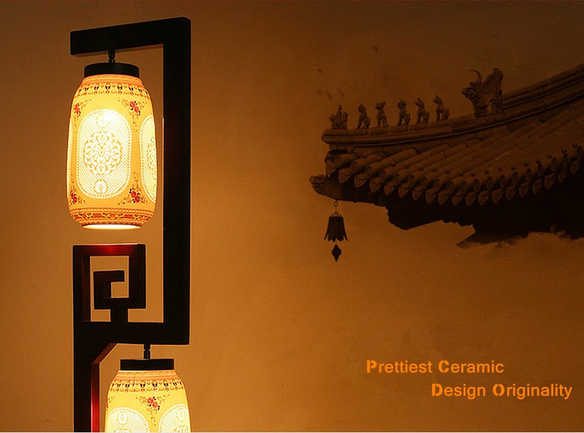 Antique LED Home Decor Ceramic Lamp Shade Study Room Modern Long ...