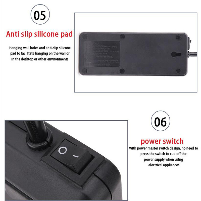 New USB Smart Socket With Switch Power Strip Wall Socket 4 AC Outlets 8 ...