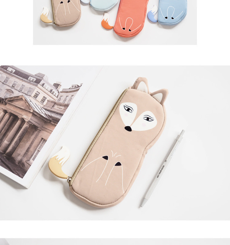 Cute Fox Cartoon Pencil Case, Pencil Bag Pencil Box Girl Pencil Case ...
