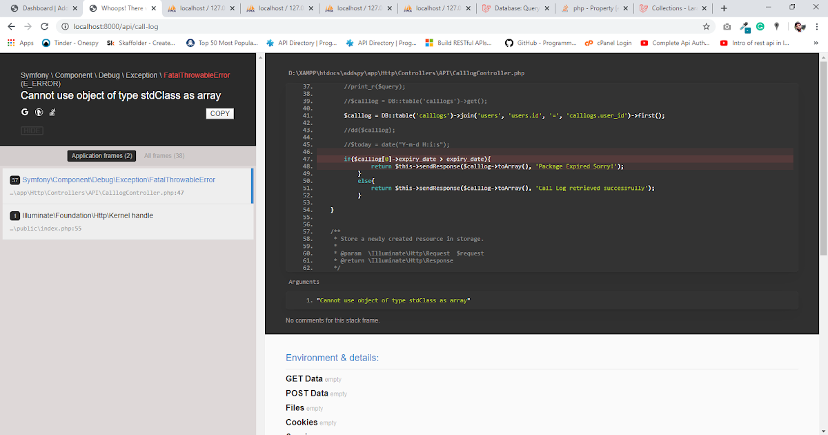 Lib Laravel Error Cannot Use Object Of Type Stdclass As Array