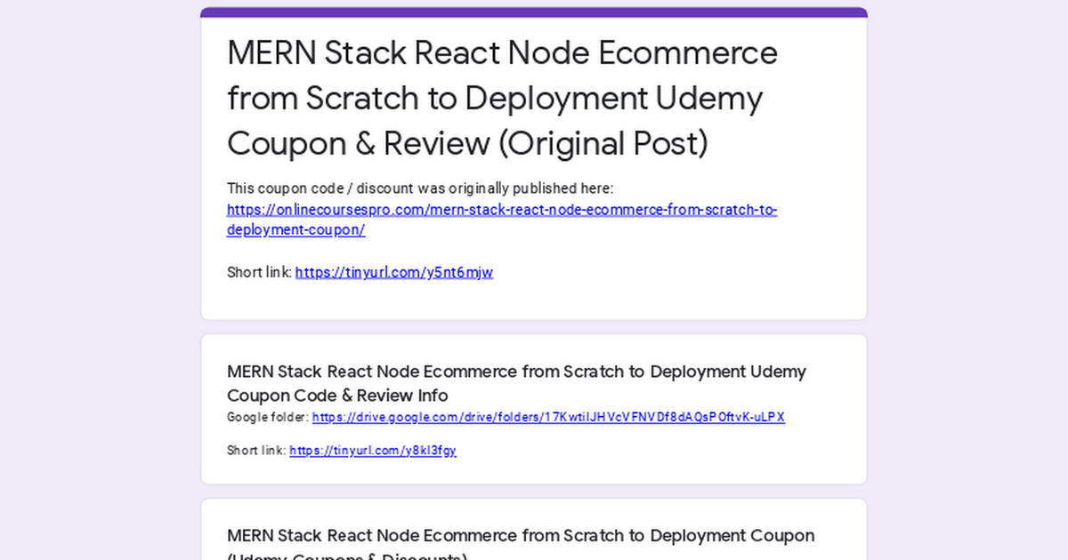 Mern Stack React Node Ecommerce From Scratch To Deployment Udemy Coupon