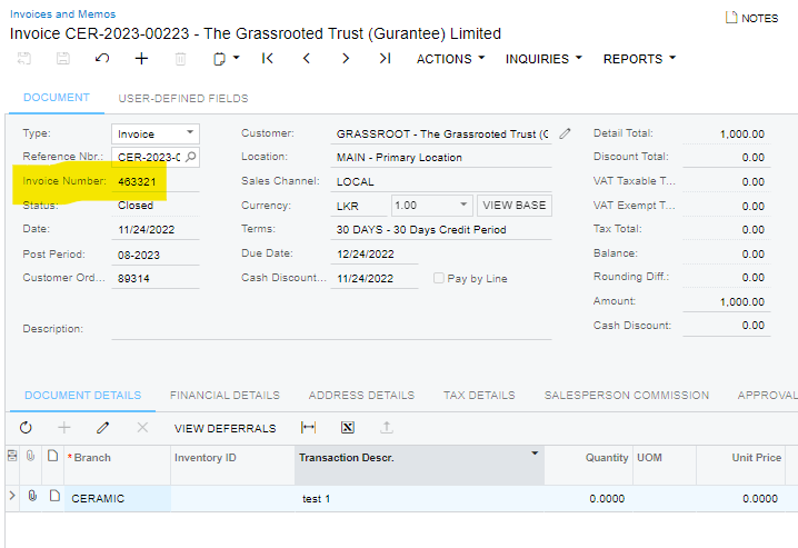 Invoice Number not displaying | Community Invoice Number not displaying | Community