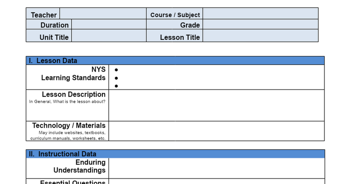 Google Doc Lesson Plan Template Google Doc Lesson Plan Template